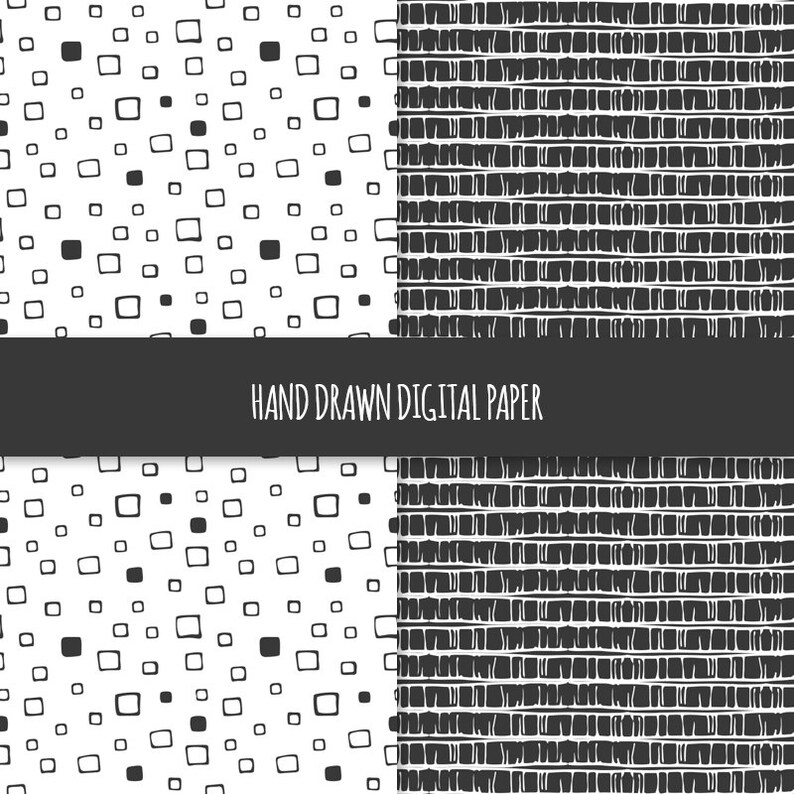 Hand Drawn Digital Paper: Geometric Abstract Doodles | Etsy