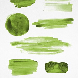 120 Green Watercolor Splotches, Splatters, Brush Strokes; Green ...