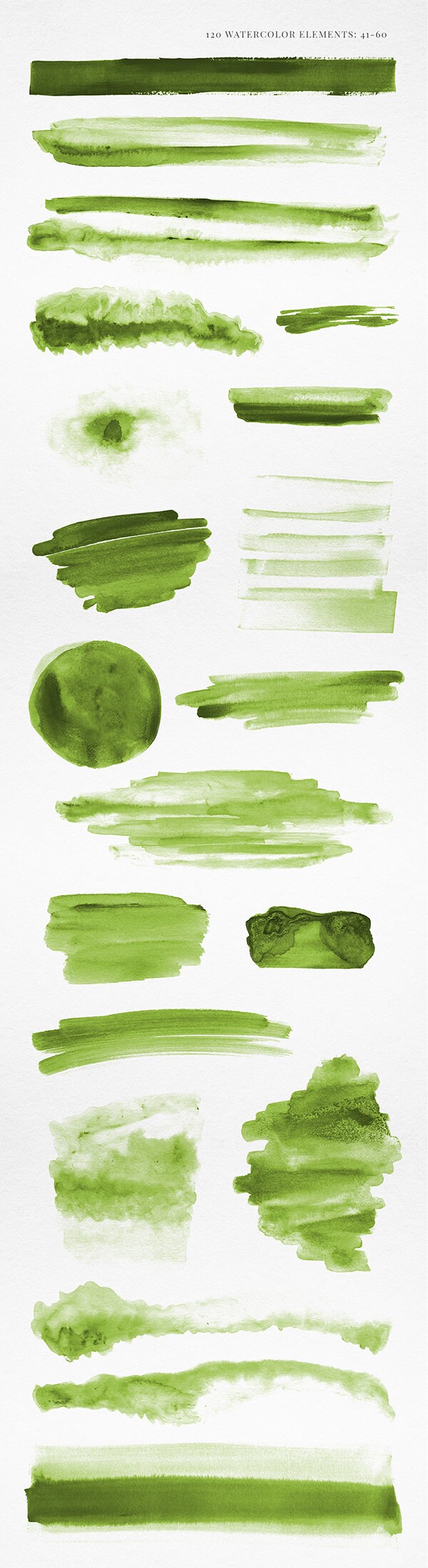 120 Green Watercolor Splotches, Splatters, Brush Strokes Green ...