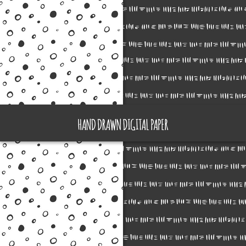 Hand Drawn Digital Paper: Geometric, Abstract Doodles; Seamless ...