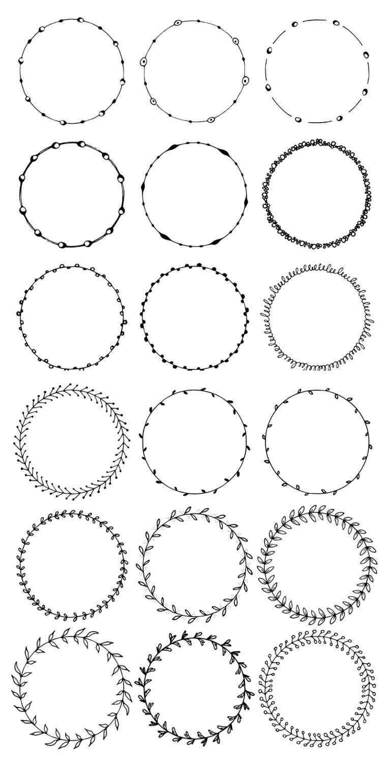 Hand Drawn Floral Circle Frames, Boho Clipart (digital Frames) - Etsy