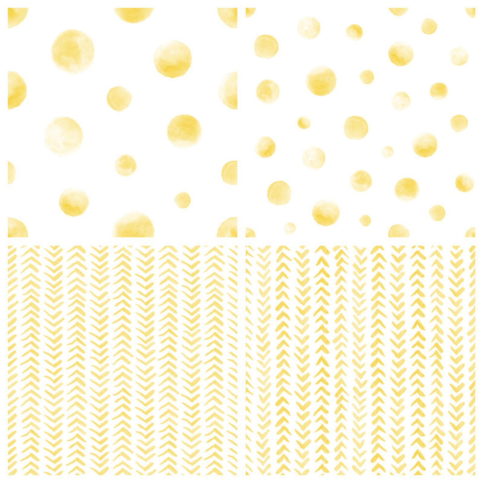 20 Seamless Watercolor Patterns, Yellow Watercolor Patterns on White ...
