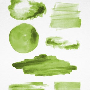 120 Green Watercolor Splotches, Splatters, Brush Strokes; Green ...