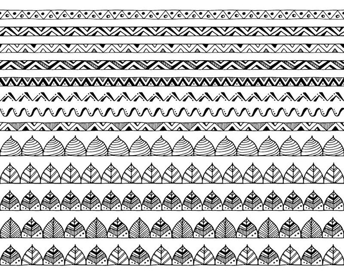 Zen Doodle Border Clipart Download, Printable Digital Stamps, Tribal ...