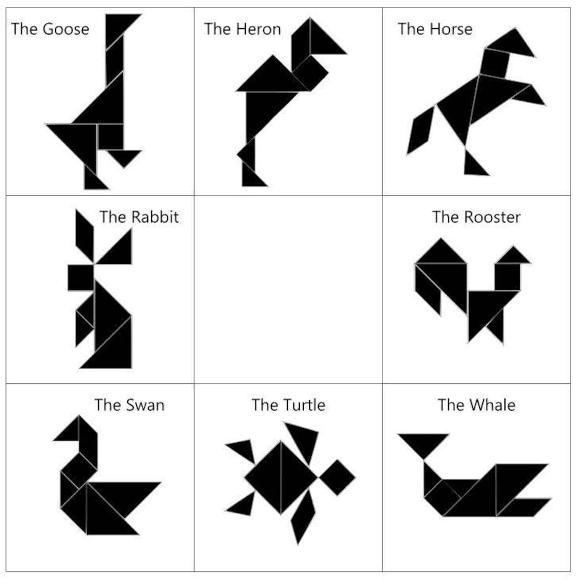 Tangram Zoo PDF Quilt Pattern Modern Geometric Paper Pieced - Etsy