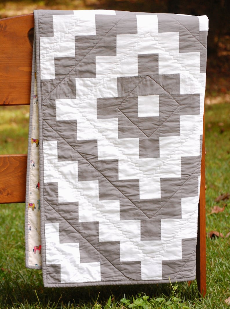 Tribal Tiles PDF Quilt Pattern Modern Aztec Theme Two Color Quilt Solid ...
