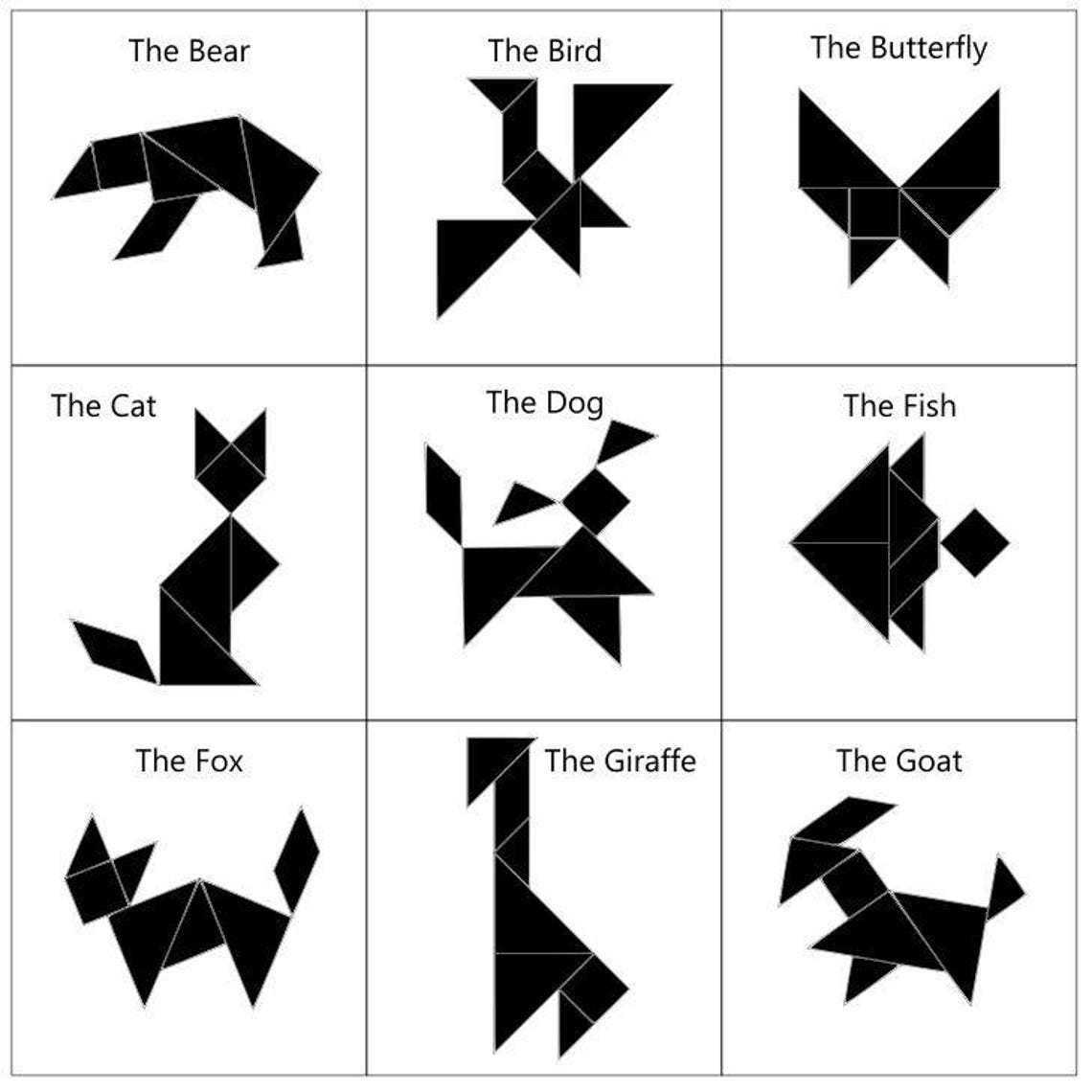 Tangram Zoo PDF Quilt Pattern Modern Geometric Paper Pieced - Etsy