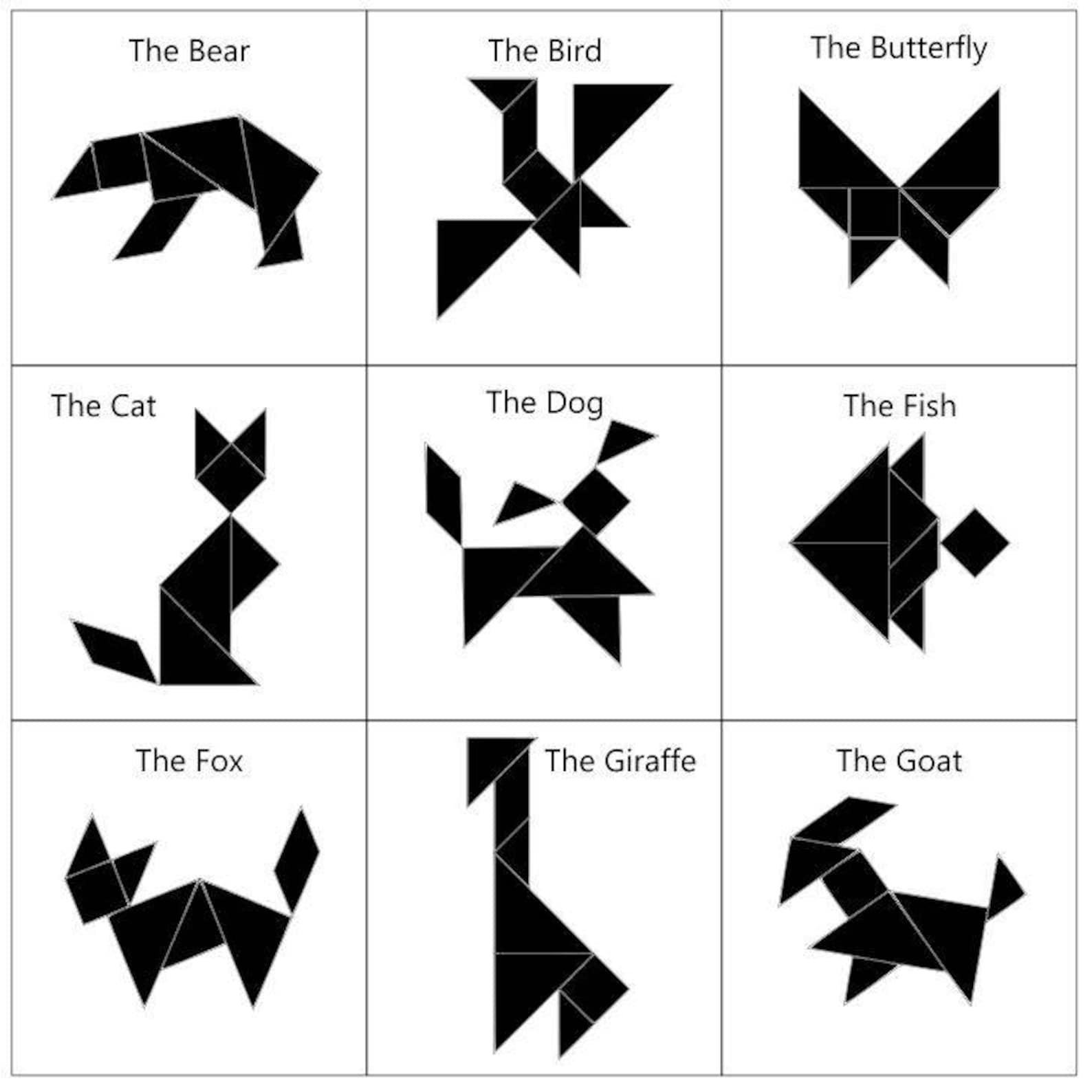 Tangram Zoo PDF Quilt Pattern - Modern Geometric Paper Pieced Quilt ...