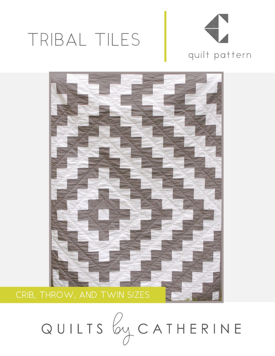 Tribal Tiles PDF Quilt Pattern Modern Aztec Theme Two Color Quilt Solid ...