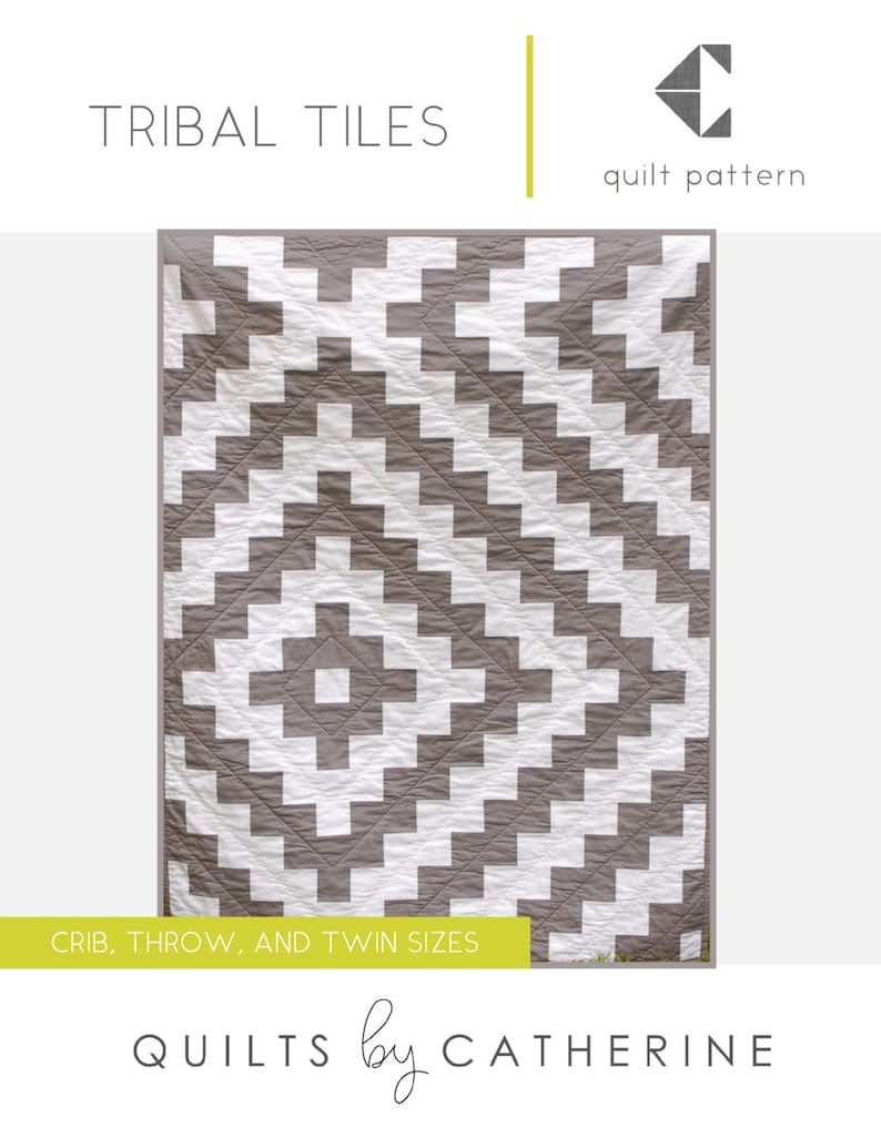 Tribal Tiles PDF Quilt Pattern - Modern Aztec Theme - Two Color Quilt ...