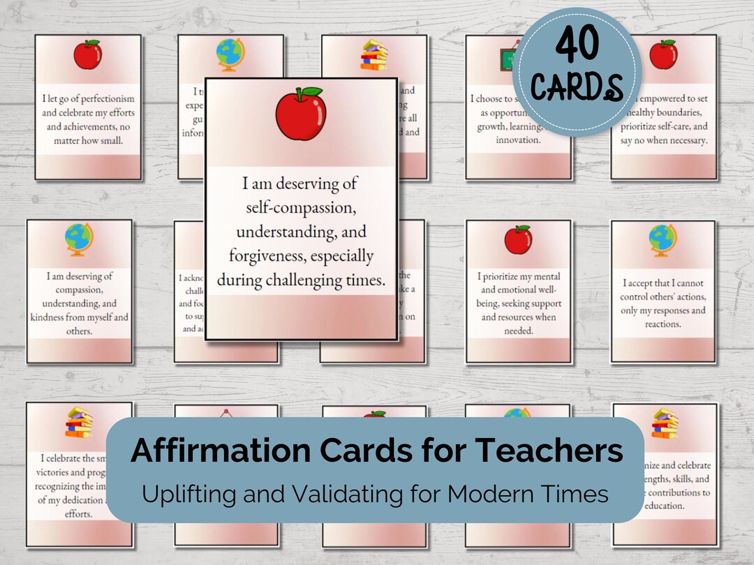 Teacher Affirmation Cards for Teacher Appreciation Gift, End of Year ...