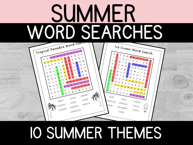 Printable Kids Summer Word Search Pack for Family Reunions and Road ...