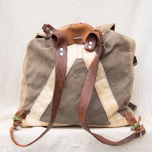 Vintage Canvas and Leather Backpack, 1950s 60s Hiking Rucksack ...