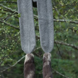1950's Wool + Fox Tail Scarf, Fox Fur Stole, Fur Trimmed Shawl Wrap ...