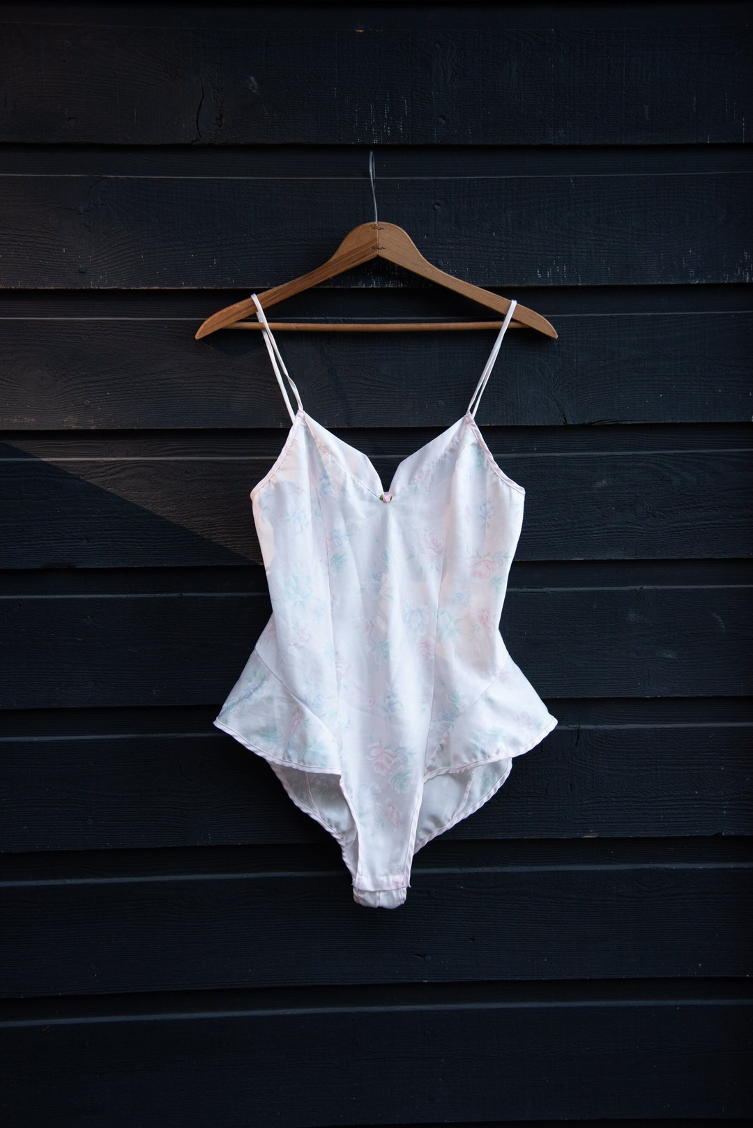 Vintage Floral Teddy Lingerie Bodysuit, One Piece Negligee, 70s Womens ...