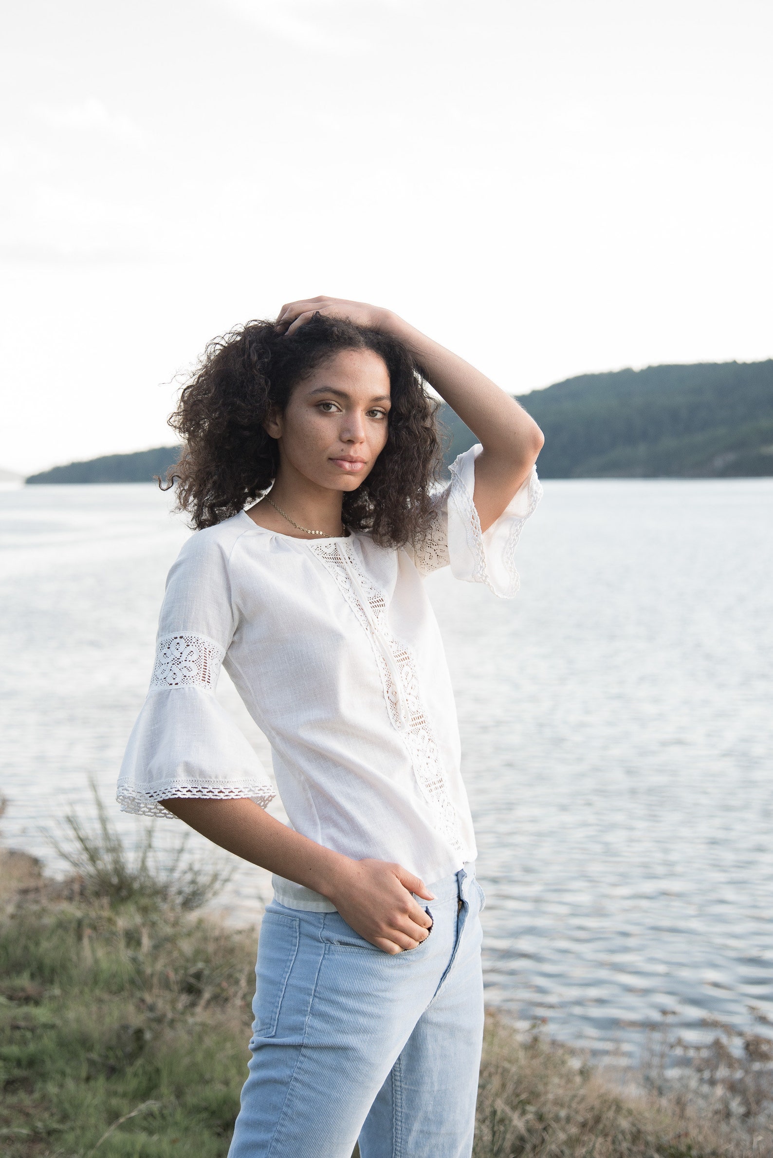 1970's Peasant Top Boho Bell Sleeve Crochet Top Boho | Etsy