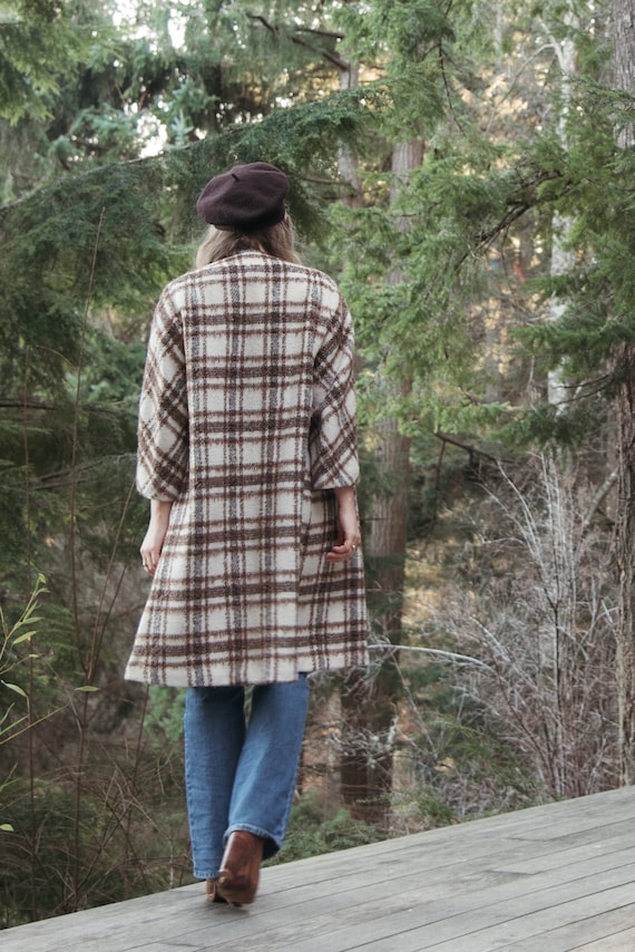 1950's Plaid Wool Coat with Matching Scarf - Gem