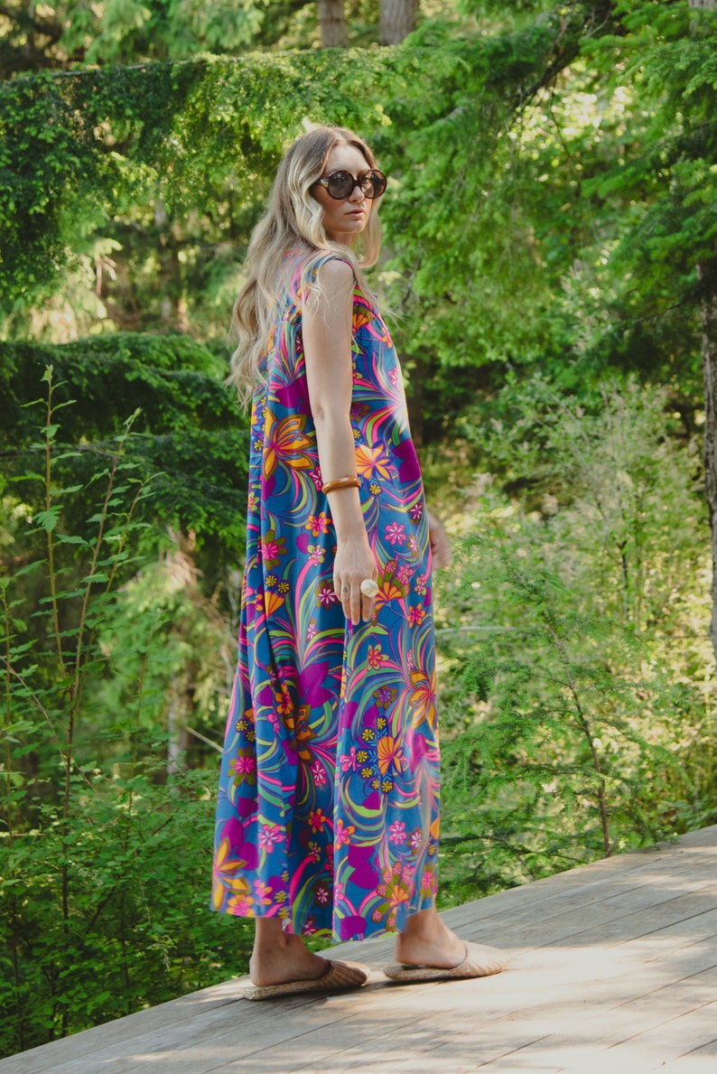 RESERVED Moana Kai Hawaii 60s Psychedelic Hawaiian Maxi Dress - Etsy