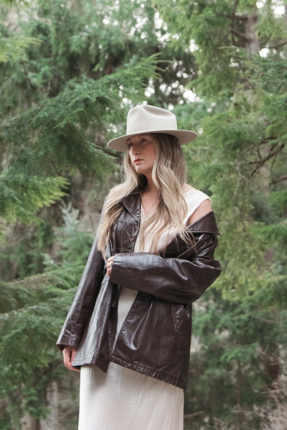 Vintage 70's Leather Jacket, Dark Brown Leather Coat,… - Gem