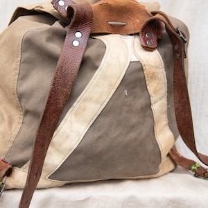 Vintage Canvas and Leather Backpack, 1950s 60s Hiking Rucksack ...