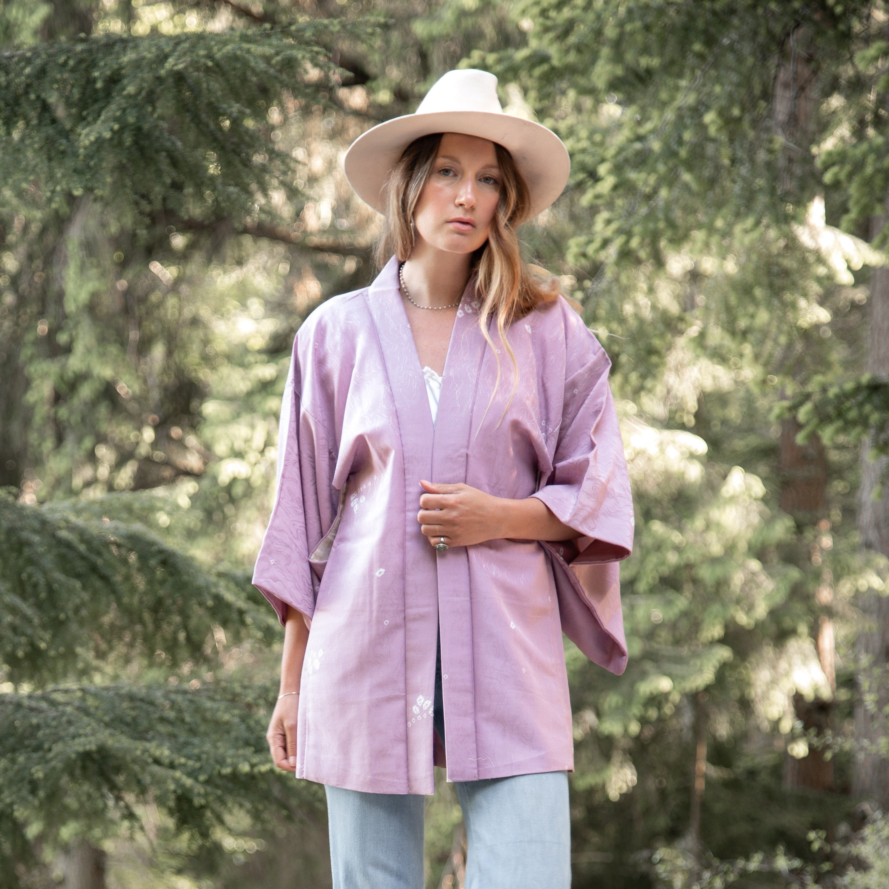 Vintage Silk Kimono Robe Lilac Silk Brocade Kimono Cardigan | Etsy