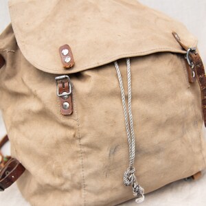 Vintage Canvas and Leather Backpack, 1950s 60s Hiking Rucksack ...