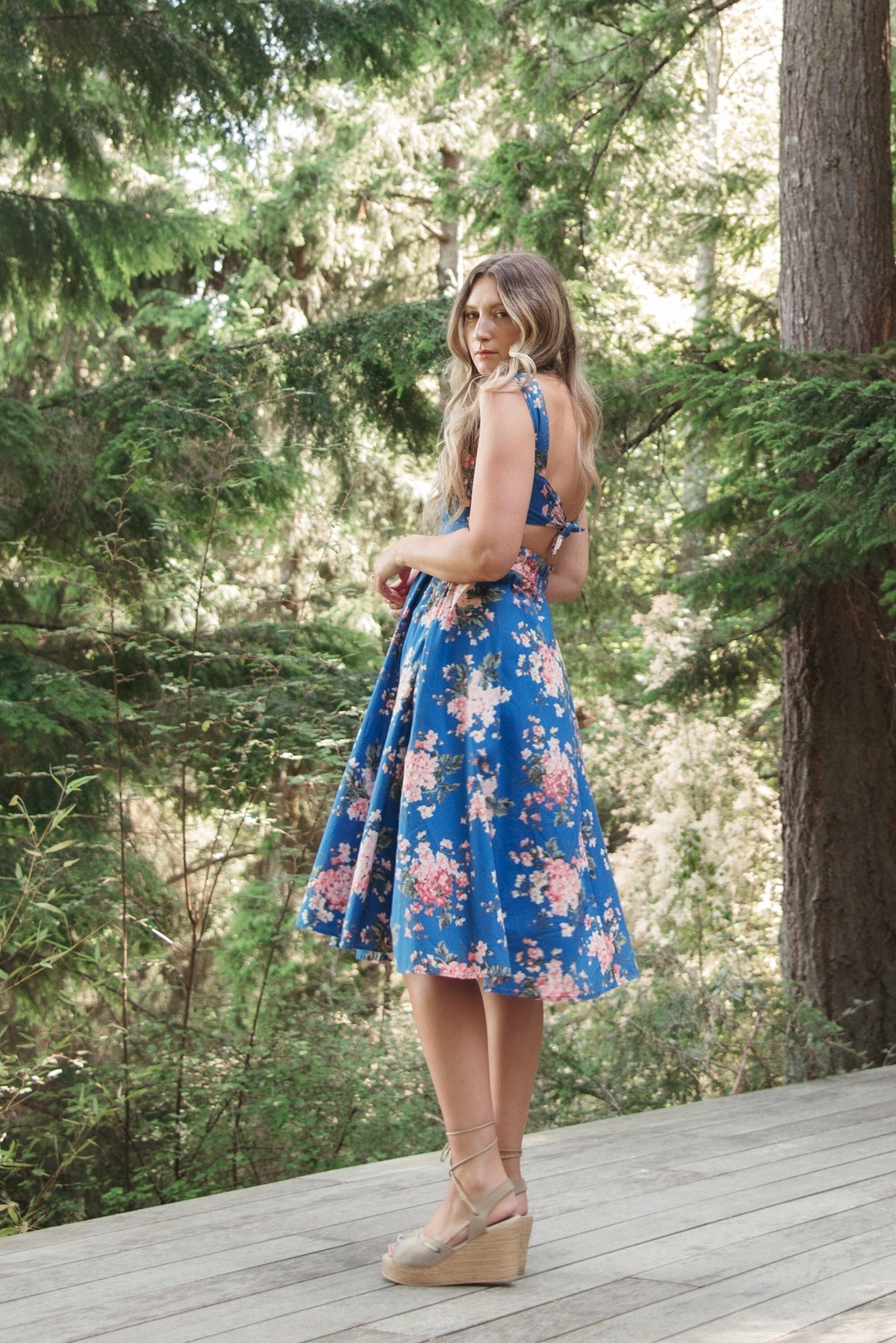 Cherry Blossom 1990s Carol Anderson Floral Cotton Dress | Peek a Boo ...