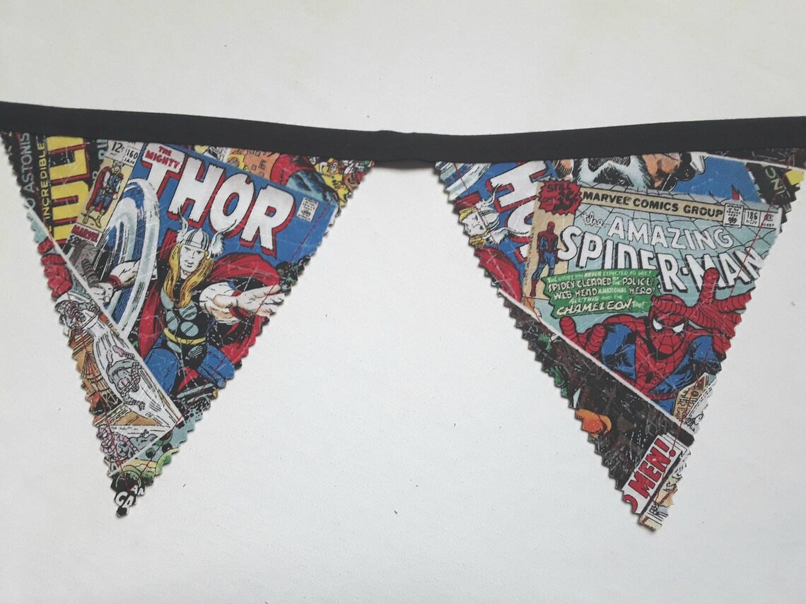 Superhero Party Banner Marvel Comics Bunting Avengers - Etsy