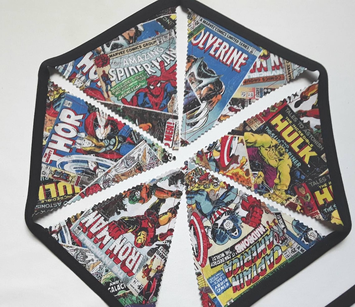 Superhero Party Banner Marvel Comics Bunting Avengers - Etsy