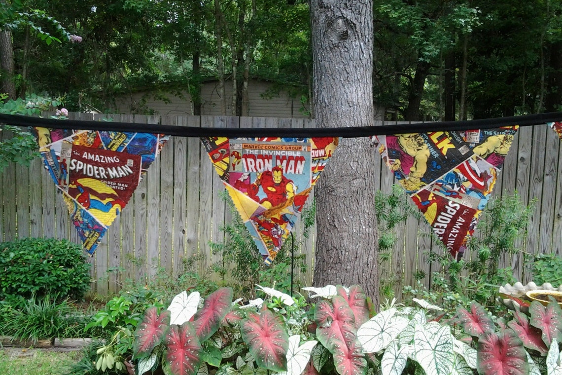 Superhero Party Banner Marvel Comics Bunting Avengers - Etsy