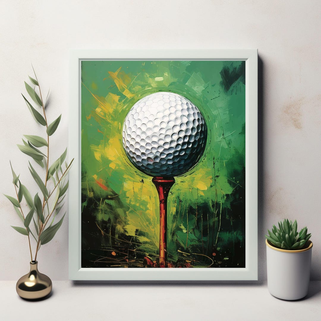The Drive - Green - Abstract Golf Artwork With Glossy Ball and Tee on ...