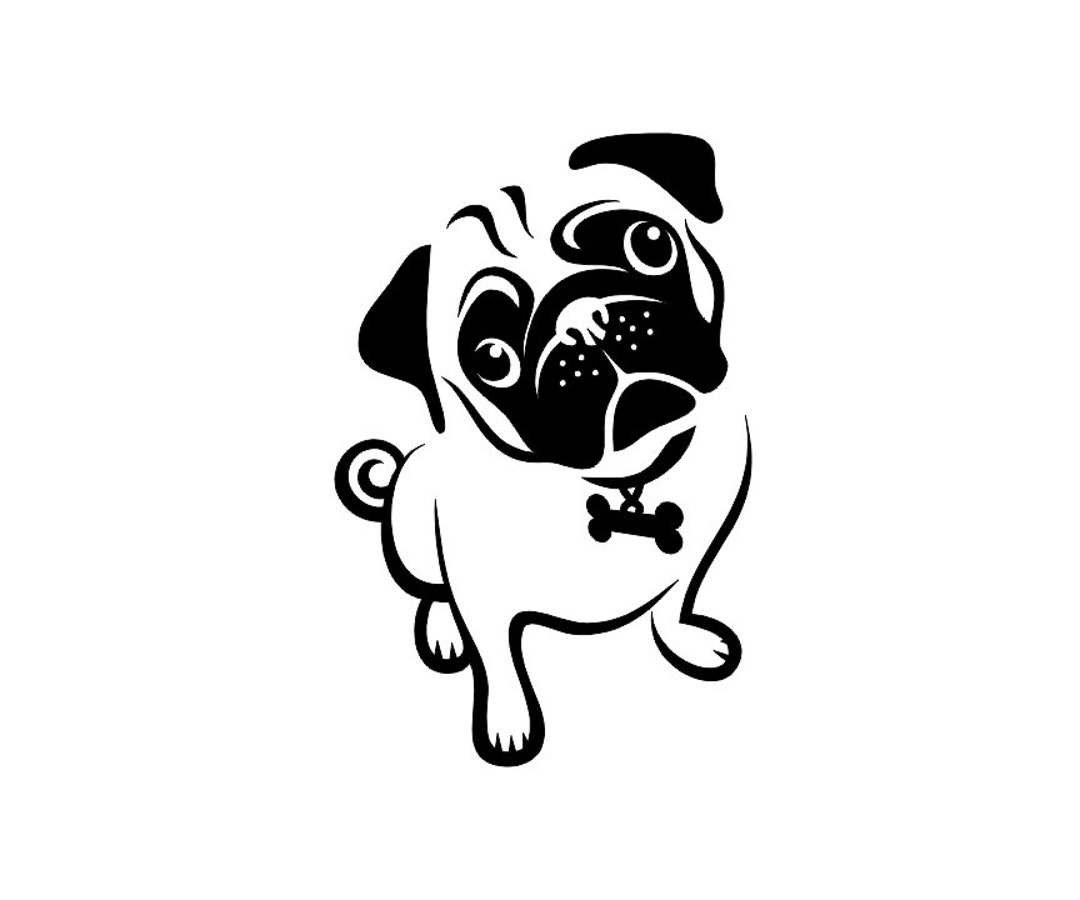 Pug V7 Dog Breed Custom Vinyl Decal Sticker - Choose Your Color and ...