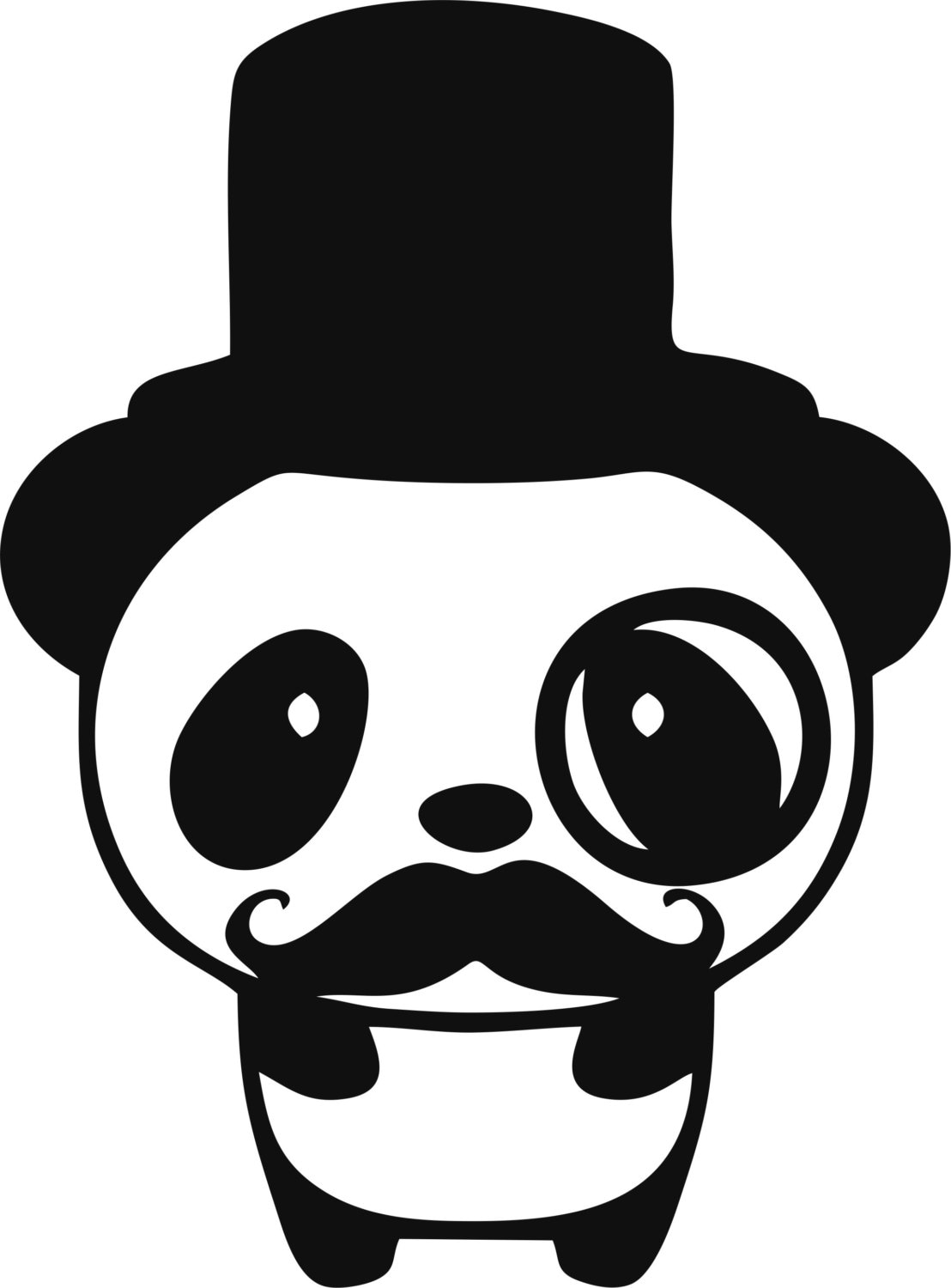 Vinyl Decal - Tophat Monocle Mustache Panda Custom Vinyl Decal Sticker ...