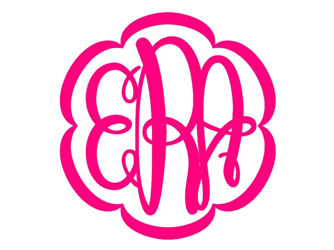 Custom Flower Border Monogram Vinyl Decal Sticker - Choose Your Size ...