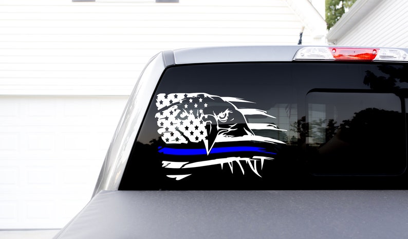 Eagle American Flag Blue Line Custom Vinyl Decal Sticker - Choose Your ...