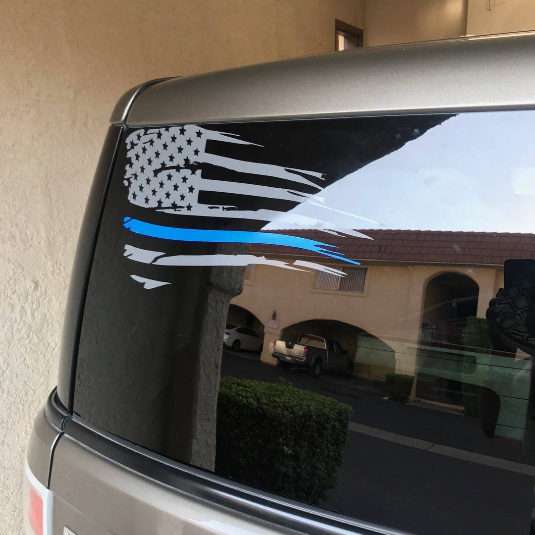 American Flag Blue Line Custom Vinyl Decal Sticker - Choose Your Color ...
