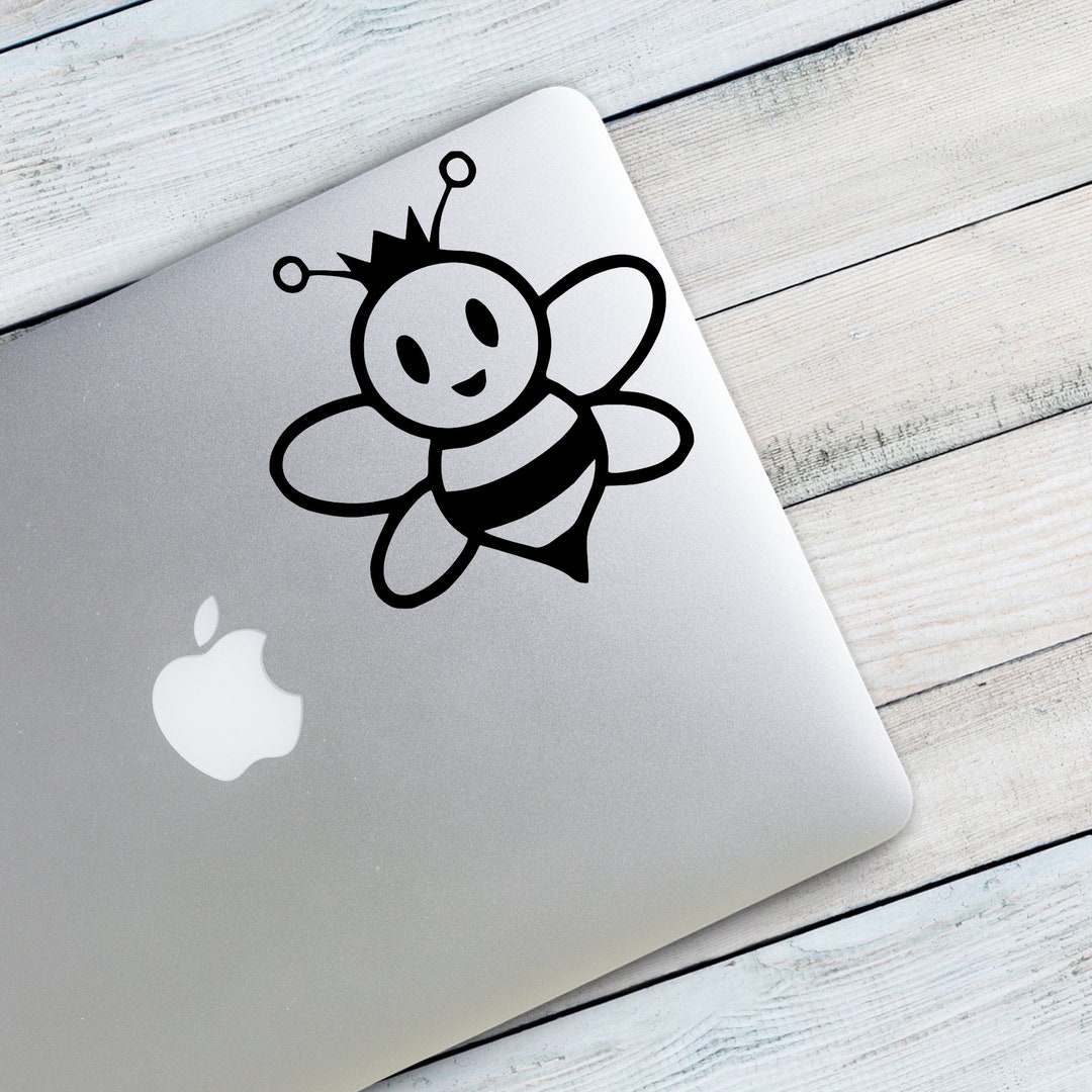 Cute Bee With Crown Custom Vinyl Decal Sticker - Choose Your Color and ...
