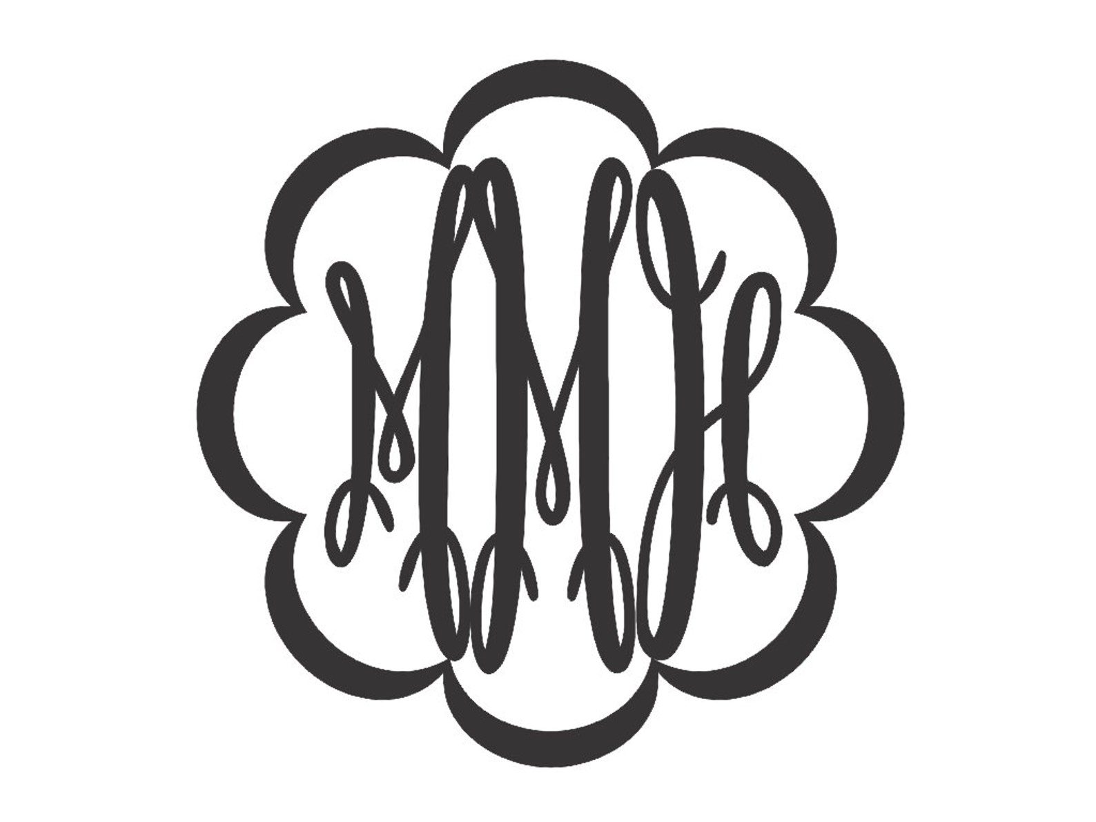 Custom Flower Border Monogram R6 Vinyl Decal Sticker - Choose Your Size ...