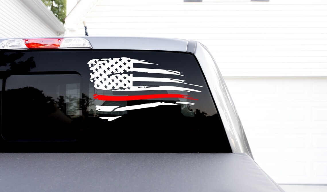 American Flag Red Line Custom Vinyl Decal Sticker Choose - Etsy