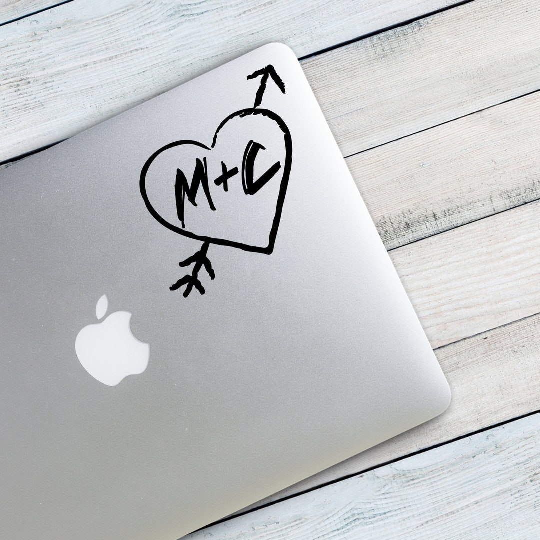 Carved Tree Heart With Custom Initials Vinyl Decal Sticker - Choose ...