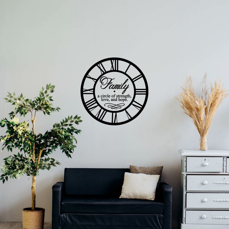 Family Clock Quote Wall Decal Choose Your Size and Color - Etsy