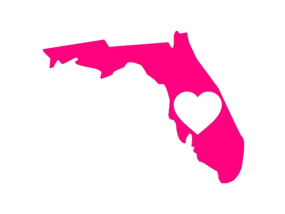 I Love Florida Custom Vinyl Decal Sticker Choose your Color | Etsy