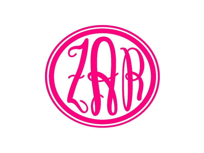Custom Oval O8 Border Monogram Vinyl Decal Sticker - Choose Your Size ...