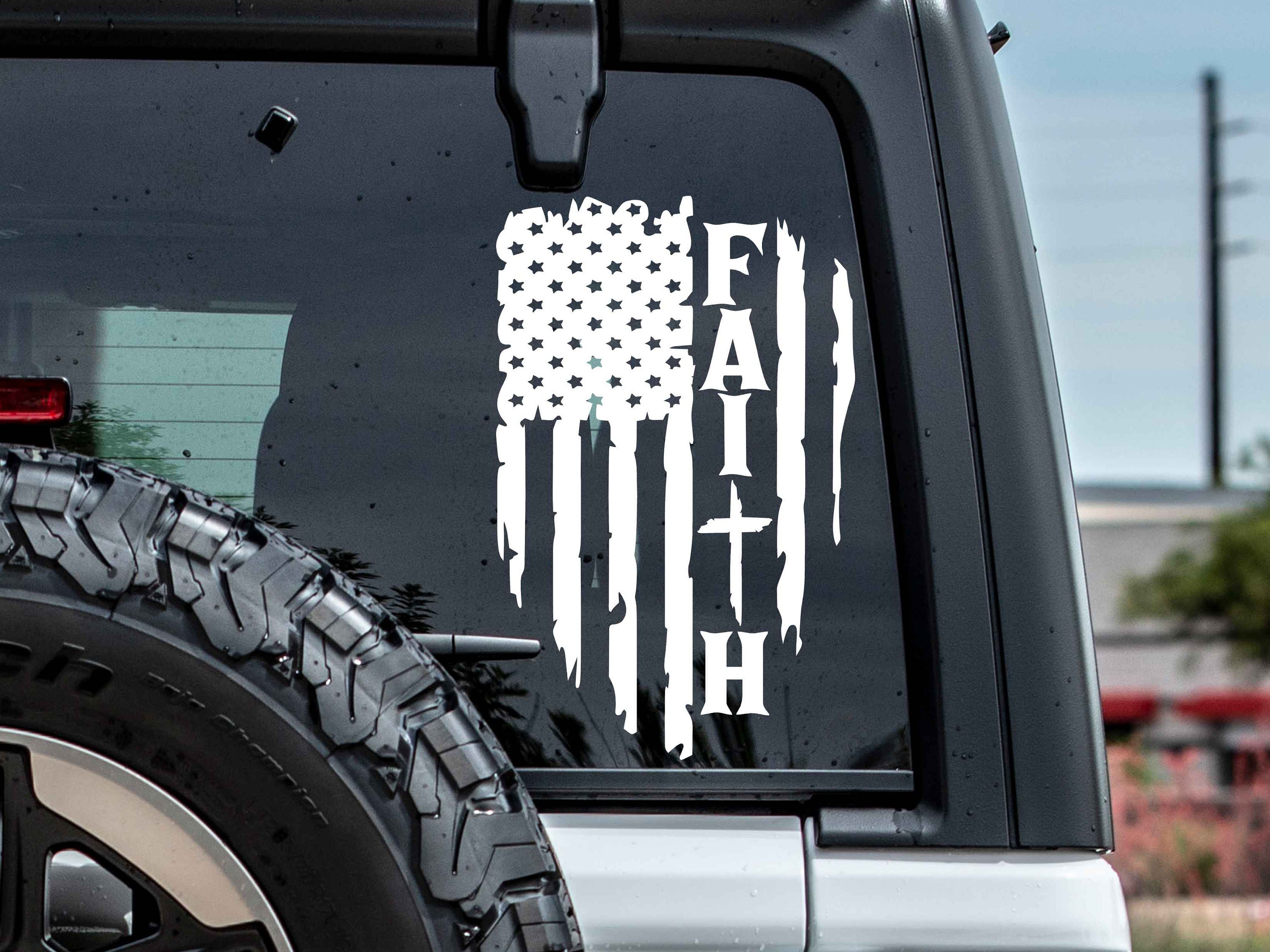 Faith Flag Vinyl Decal - Choose Your Color and Size - Truck Decal ...