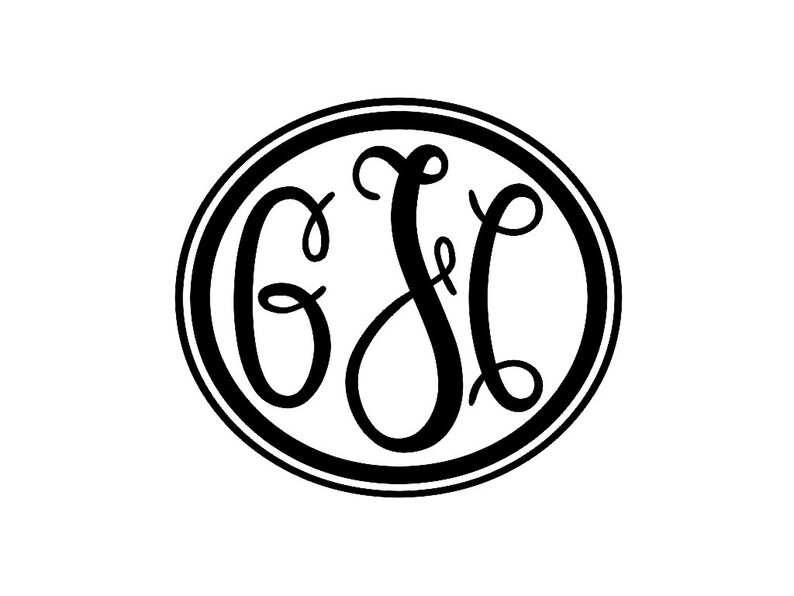 Custom Oval O8 Border Monogram Vinyl Decal Sticker - Choose Your Size ...