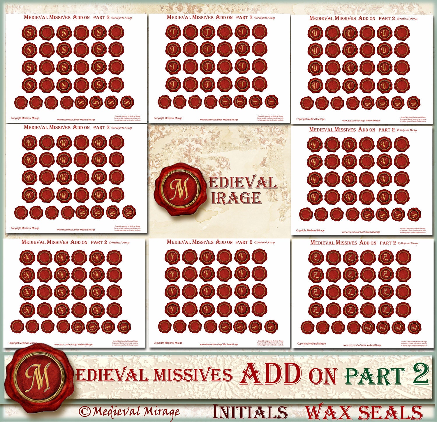 ADD on Part 2 MEDIEVAL Missives-digital Journal Kit. Wax Seals. 32 ...
