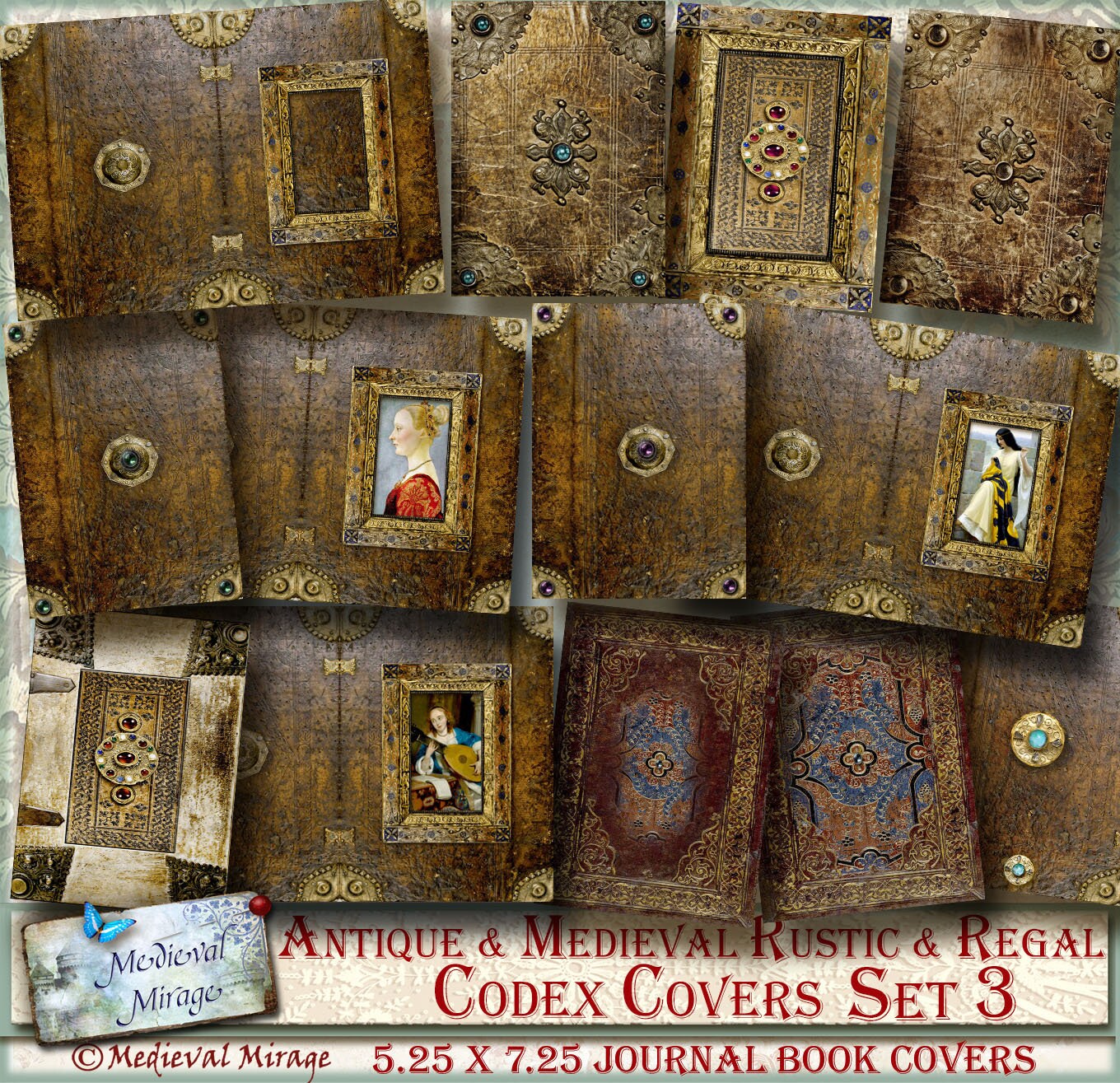 Set 3 Rustic & Regal Antique and Medieval Codex Covers. - Etsy