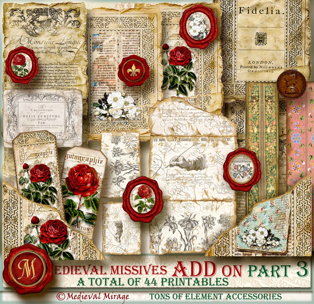 ADD on Part 3 MEDIEVAL Missives-digital Journal Ephemera Kit. 44 ...