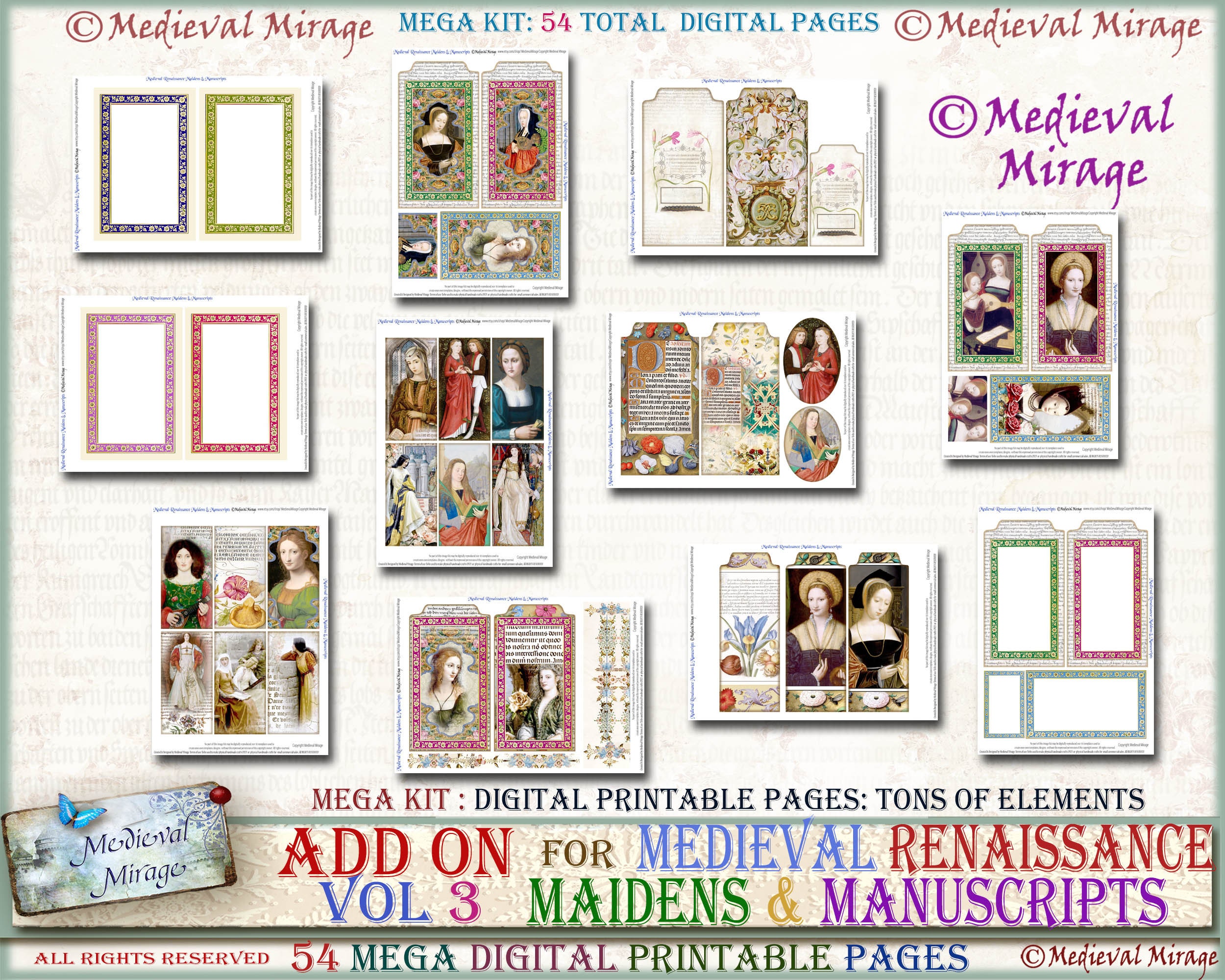 Vol 3 ADD ON For: Medieval Renaissance Maidens & Manuscripts. 54 ...