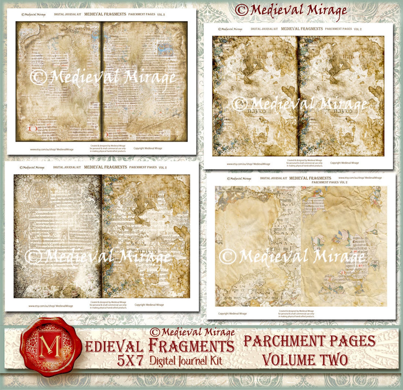 MEDIEVAL FRAGMENTS Vol 2 PARCHMENT Pages. 5 X 7 Digital - Etsy
